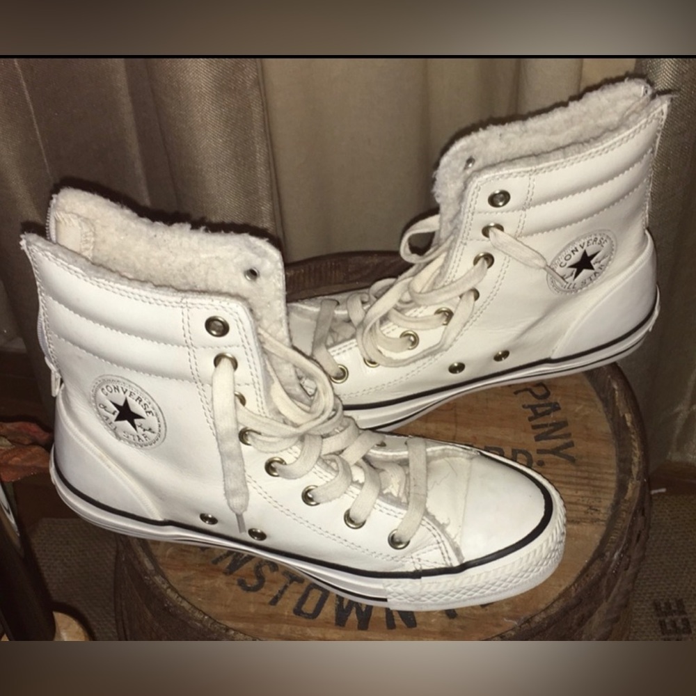 Converse Leather Zip Back High Top Leather Sneakers - Gem